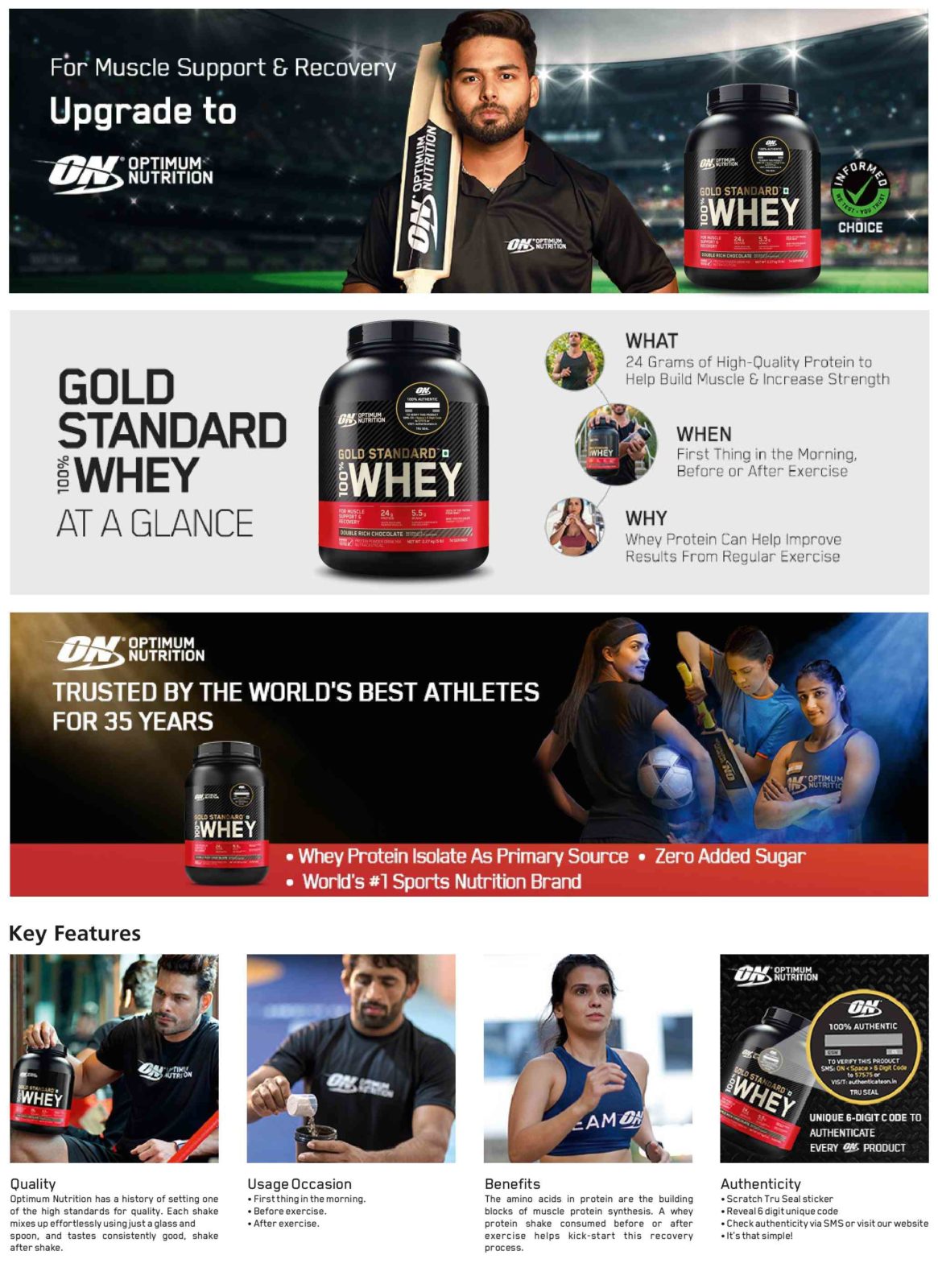 Buy Optimum Nutrition Gold Standard 100% Whey Protein Powder
